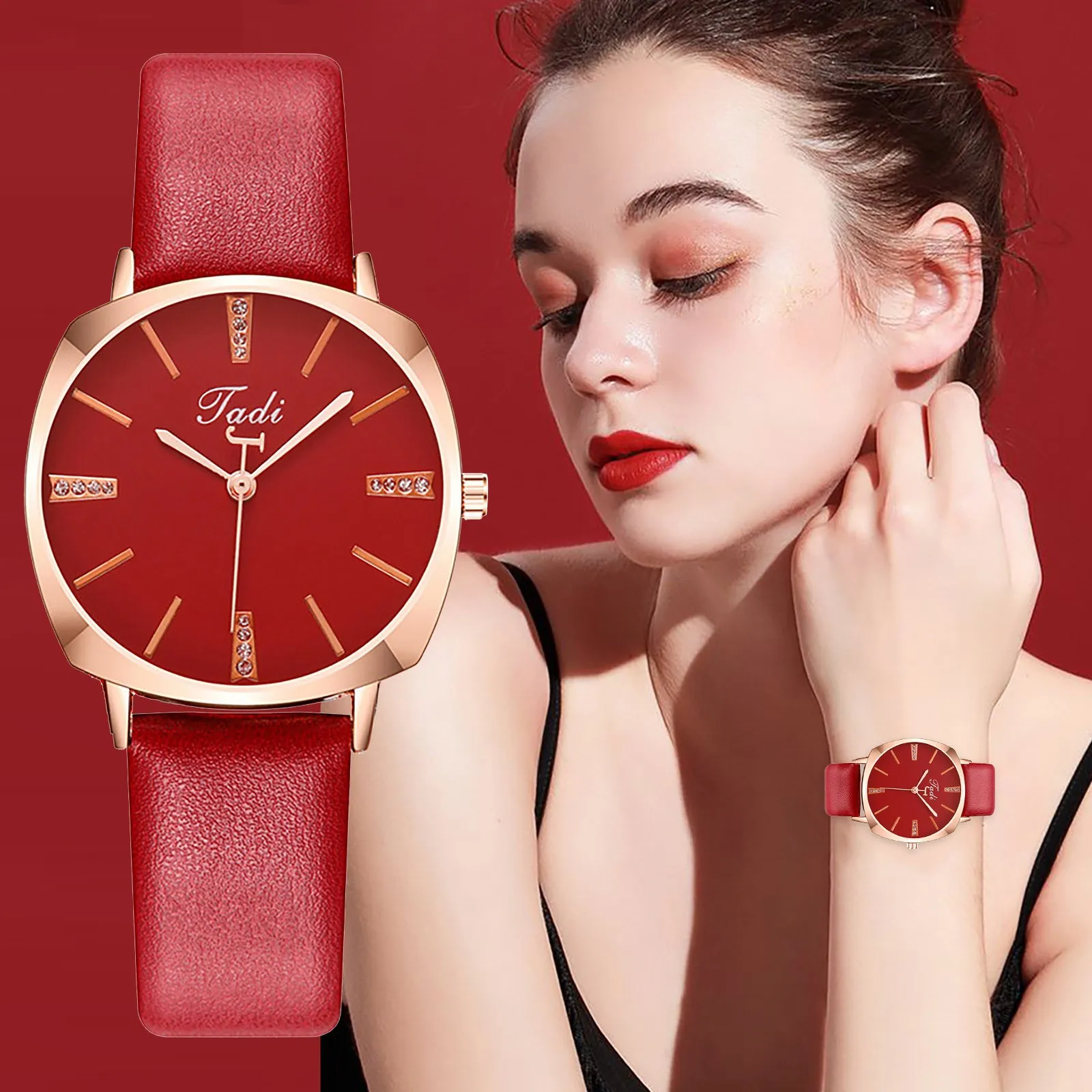 Relojes de lujo populares para mujer, reloj de cuarzo rojo con patrón de serpiente, correa de ...