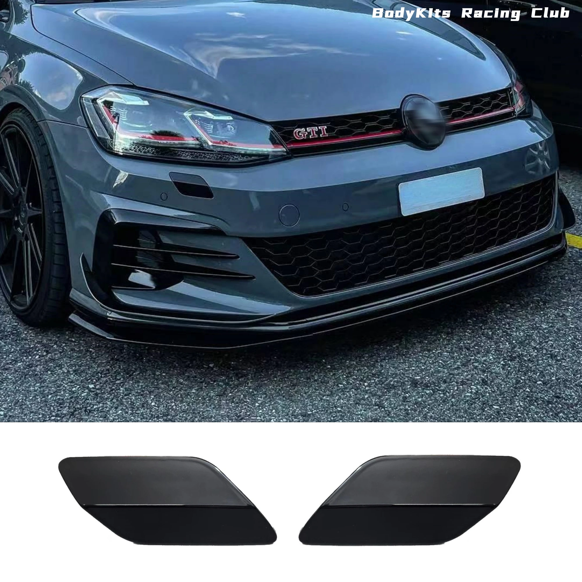 Gloss-Black-Front-Bumper-Headlight-Washer-Cover-Caps-L-R-For-Volkswagen ...