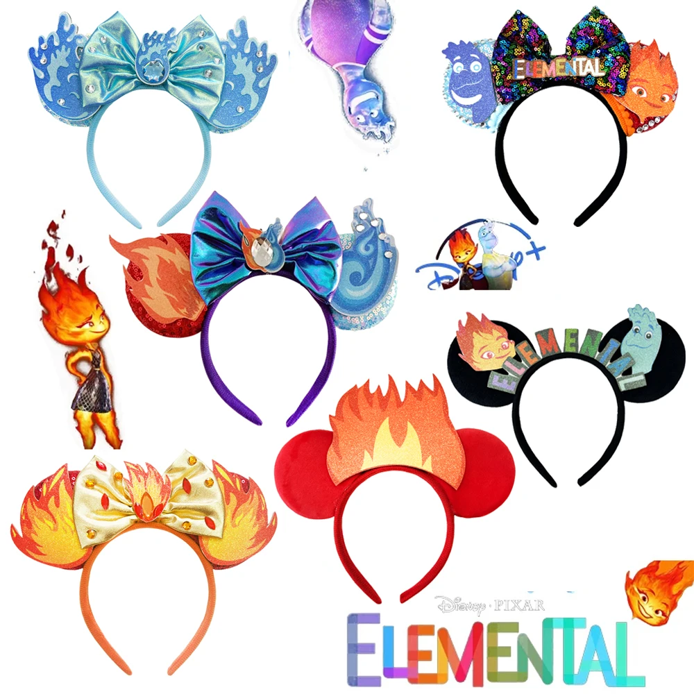 Mickey Mouse Headbands Girls water Fire Elemental Hairband Girls ...