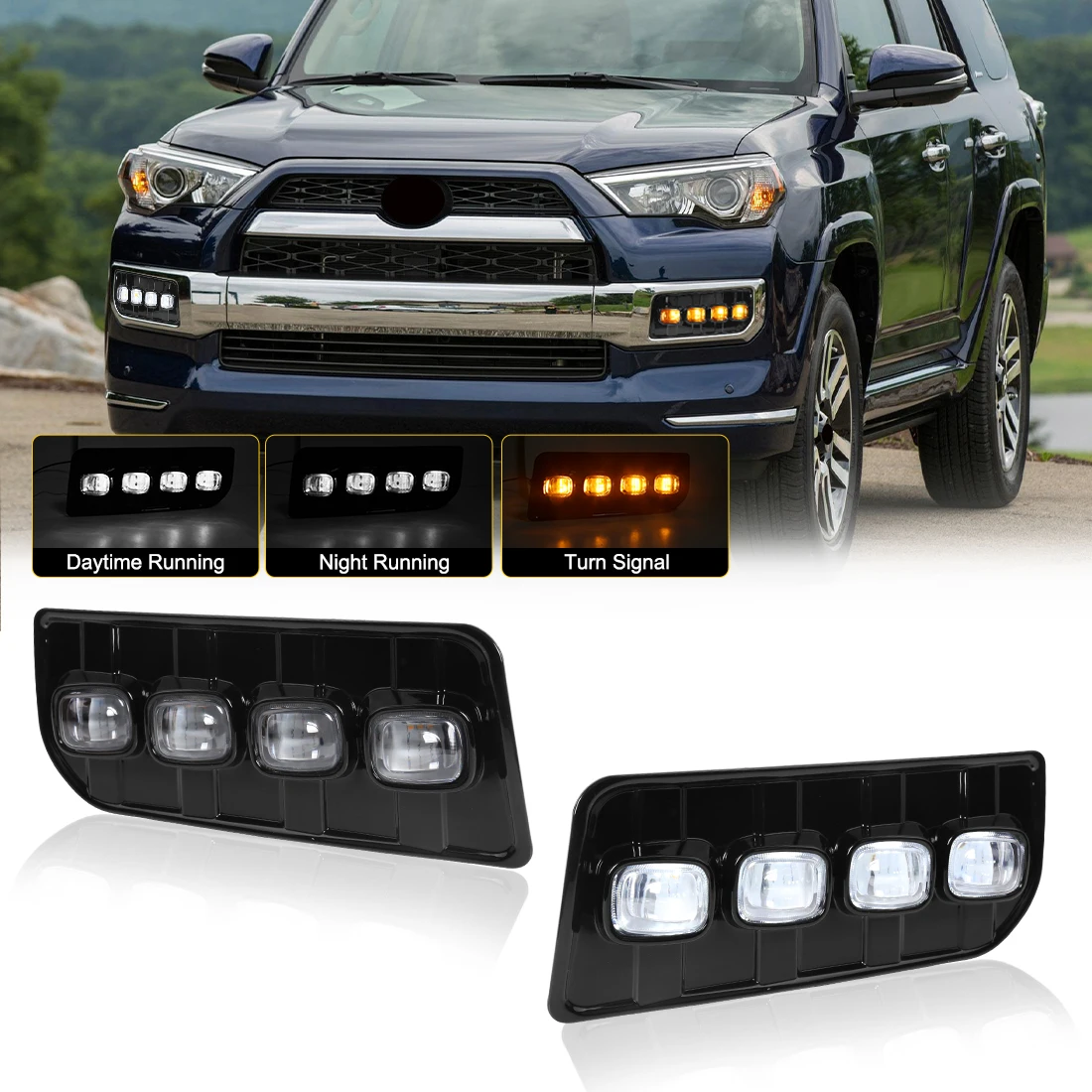 Car LED DRL Fog Lamp For Toyota 4Runner LTD Limited 2013 2014 2015 2016 ...