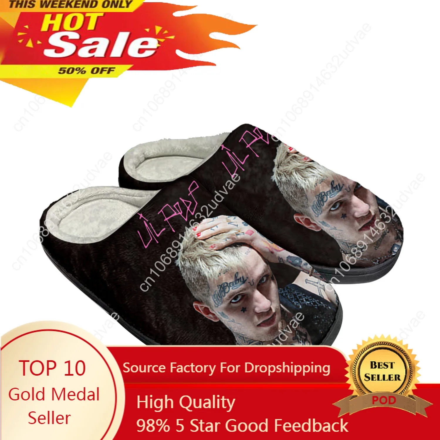 Hot-Hip-Hop-Rapper-Lil-Peep-Home-Cotton-Custom-Slippers-Mens-Womens ...