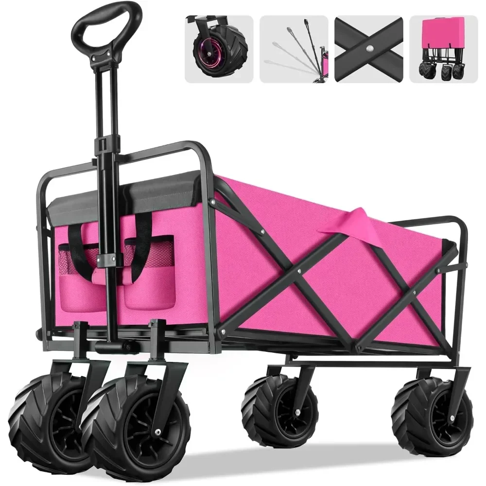 Sand-Camping-Trolley-Pink-Garden-Carts-Folding-Home-Handcart-Beach-Cart ...