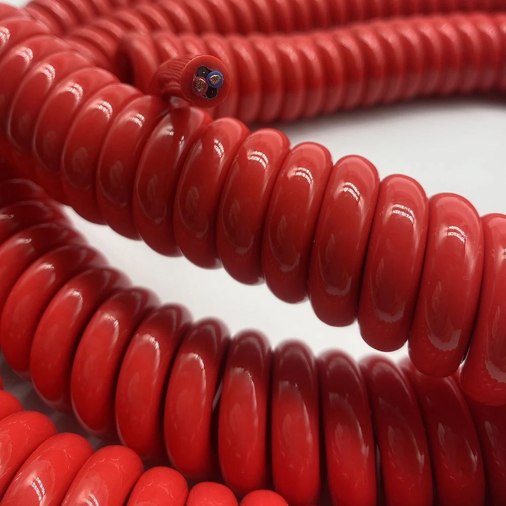 Spiral Cable 2 Core 1.5 Square Red Spring Wire Pu Elastic Cable Spring ...