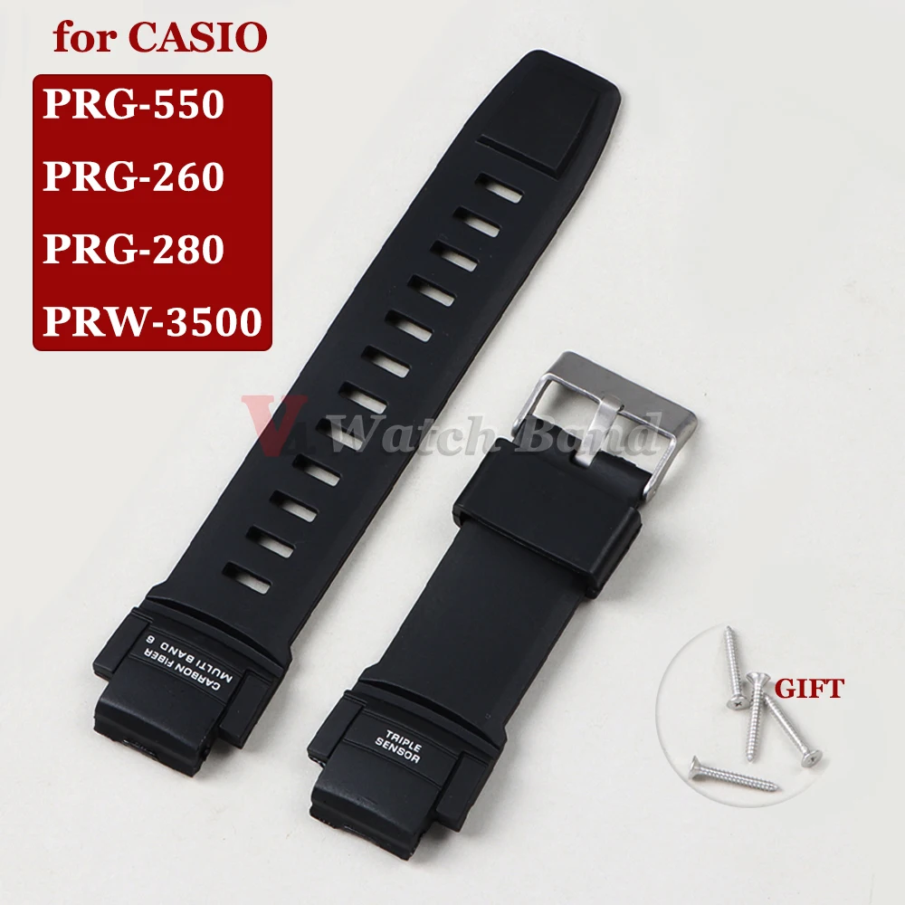 Rubber-Watchband-for-Casio-PRG-550-PRG-260-PRG-280-PRW-3500Series-Black ...
