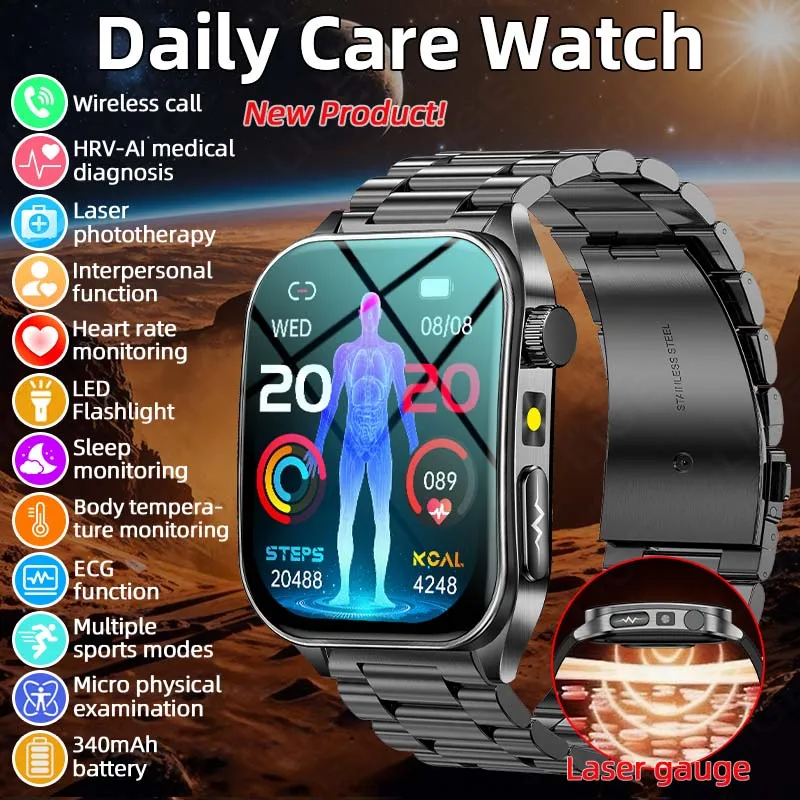 LIGE New ECG+PPG Smart Watch 650nm Laser Therapy Diagnosis 1.95" AMOLED ...