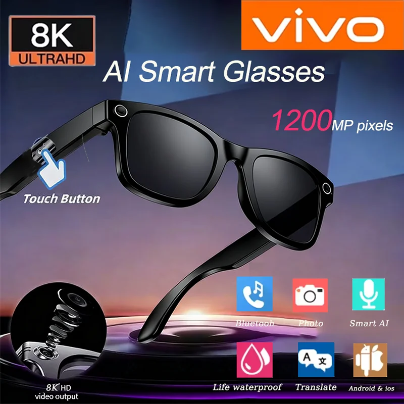 ViVO 8K AI Glasses 1200MP HD Camera Bluetooth Call Chat GPT Voice ...