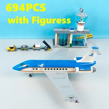 718PCS Manned Airport Passenger Terminal Aircraft Building Blocks ...