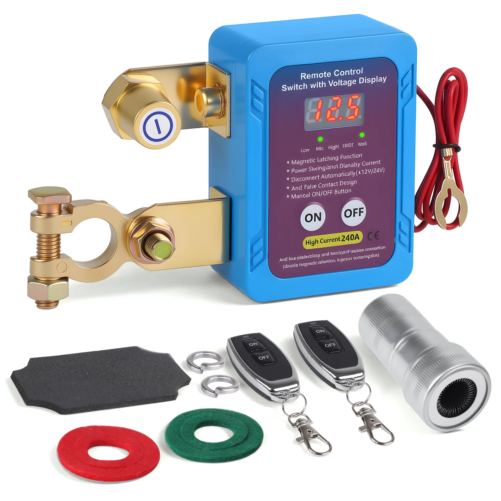 240A 12V Remote Battery Disconnect Switch with Led Voltage Display ...