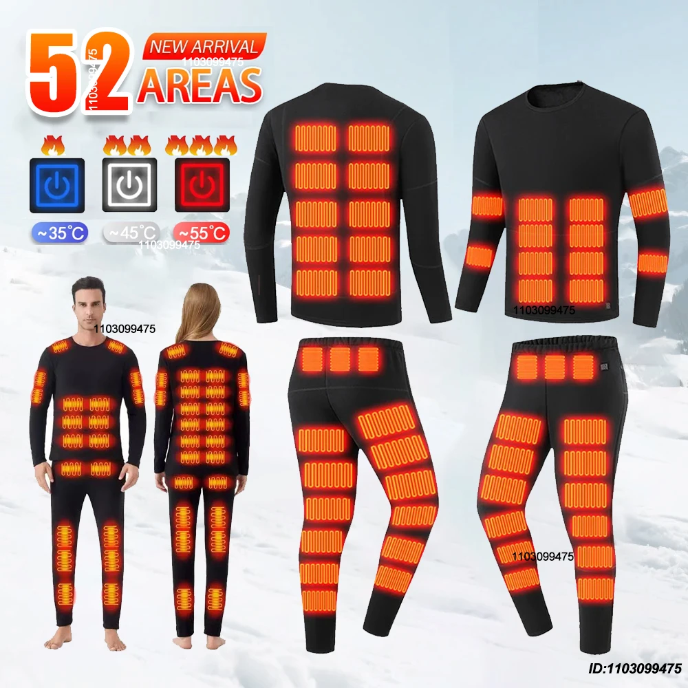 52 Areas Heated Underwear Skiing Electric Heated Skiing Underwear ...