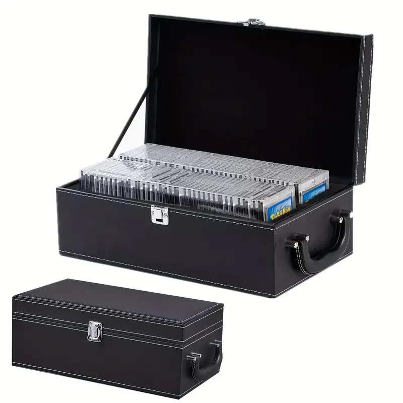 80-Trading-Card-Holder-Graded-Card-Storage-Box-Faux-Leather-PU-Storage ...