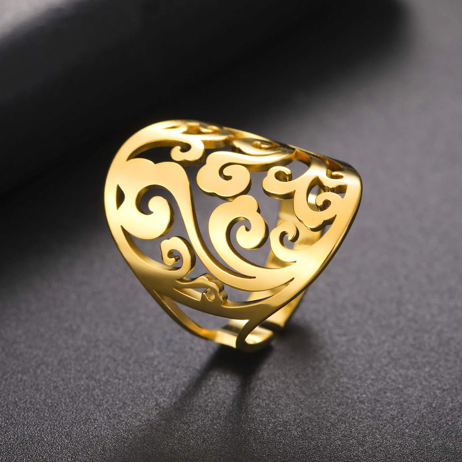 COOLTIME-Vintage-Filigree-Flower-Wave-Adjustable-Ring-for-Women ...