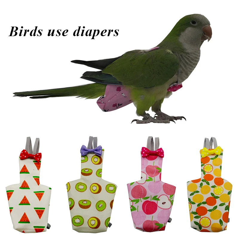Cute-Parrot-Diaper-with-Bowtie-Colorful-Fruit-Floral-Cockatiel-Pigeons ...