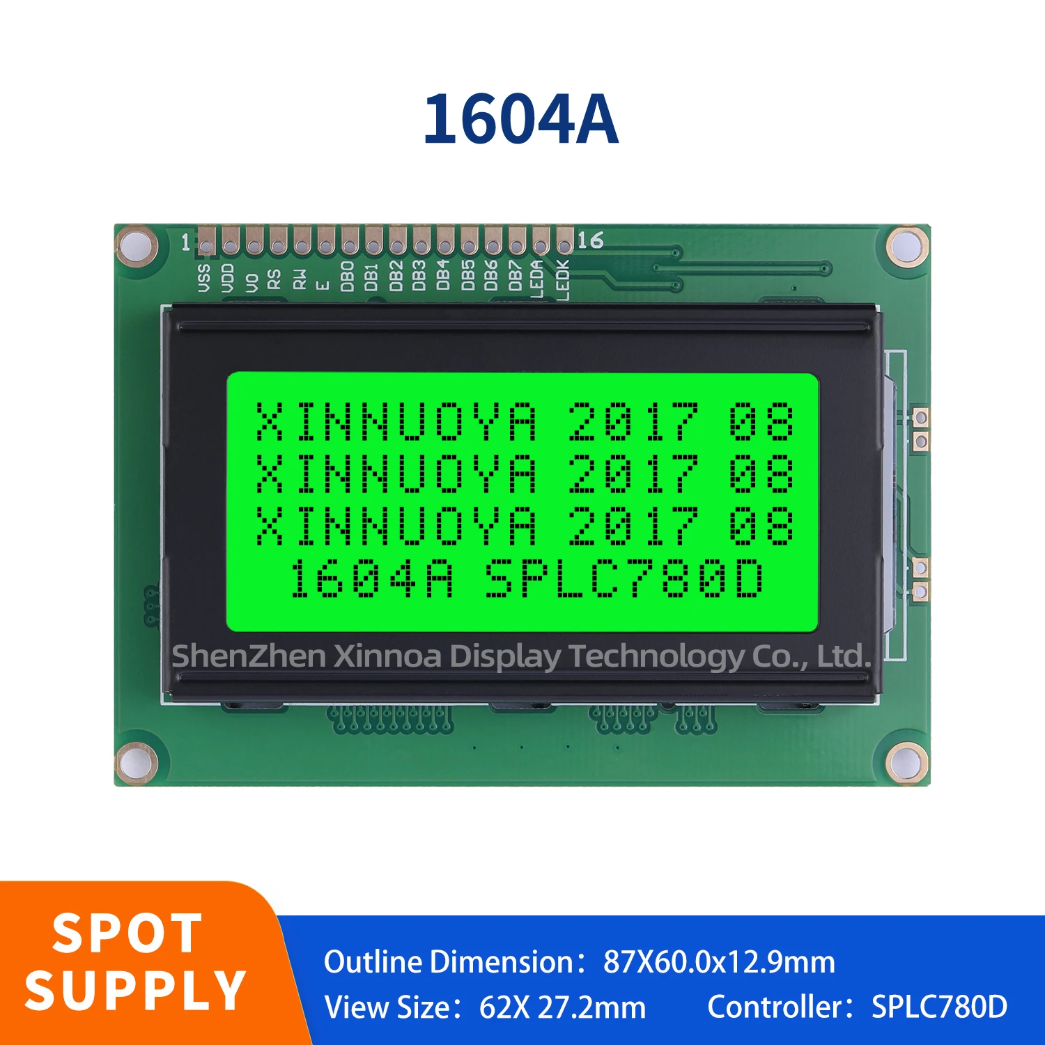 1604A-Character-Screen-16Pin-Standard-Interface-Emerald-Green-English ...