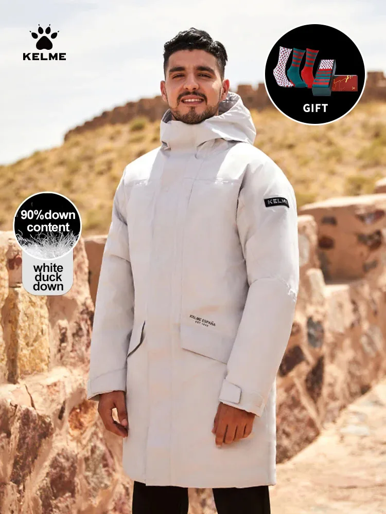 KELME-Winter-Men-s-Down-Jacket-Sports-Training-Overcoat-Long-Hooded ...