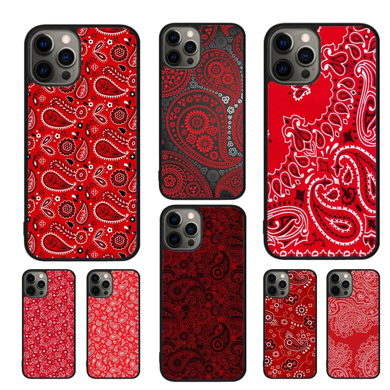 Red Bandana Paisley Phone Case For for iPhone 17 Air 16 15 14 11 12 13 ...