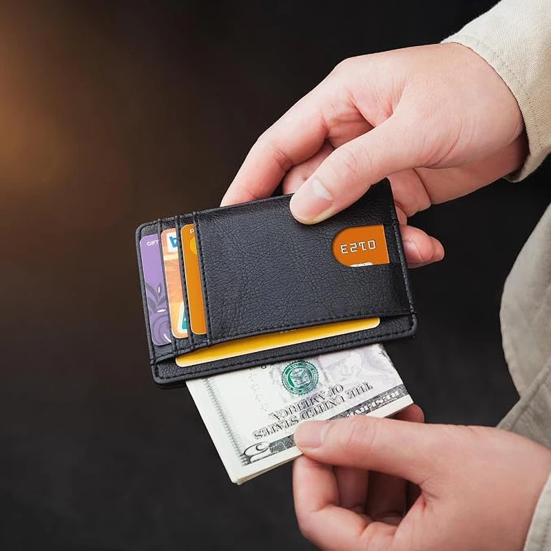 Slim Minimalist Front Pocket RFID Blocking Leather Wallets for Men and ...