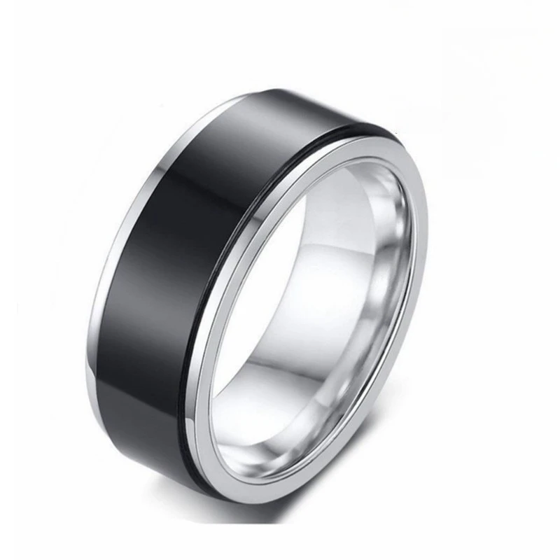 Trendy Rotating Stainless Steel Ring for Men,Creative Double-layer ...