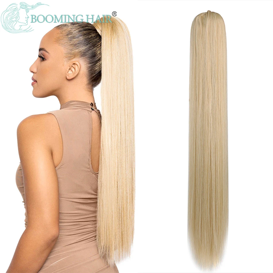 Long-Straight-Ponytail-Drawstring-Pony-Tail-Synthetic-30inch-Clip-In ...