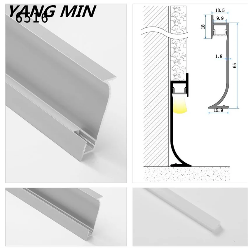 1m-pcs-LED-Aluminium-Profile-led-Baseboard-Skirting-Line-Cement-Wall ...
