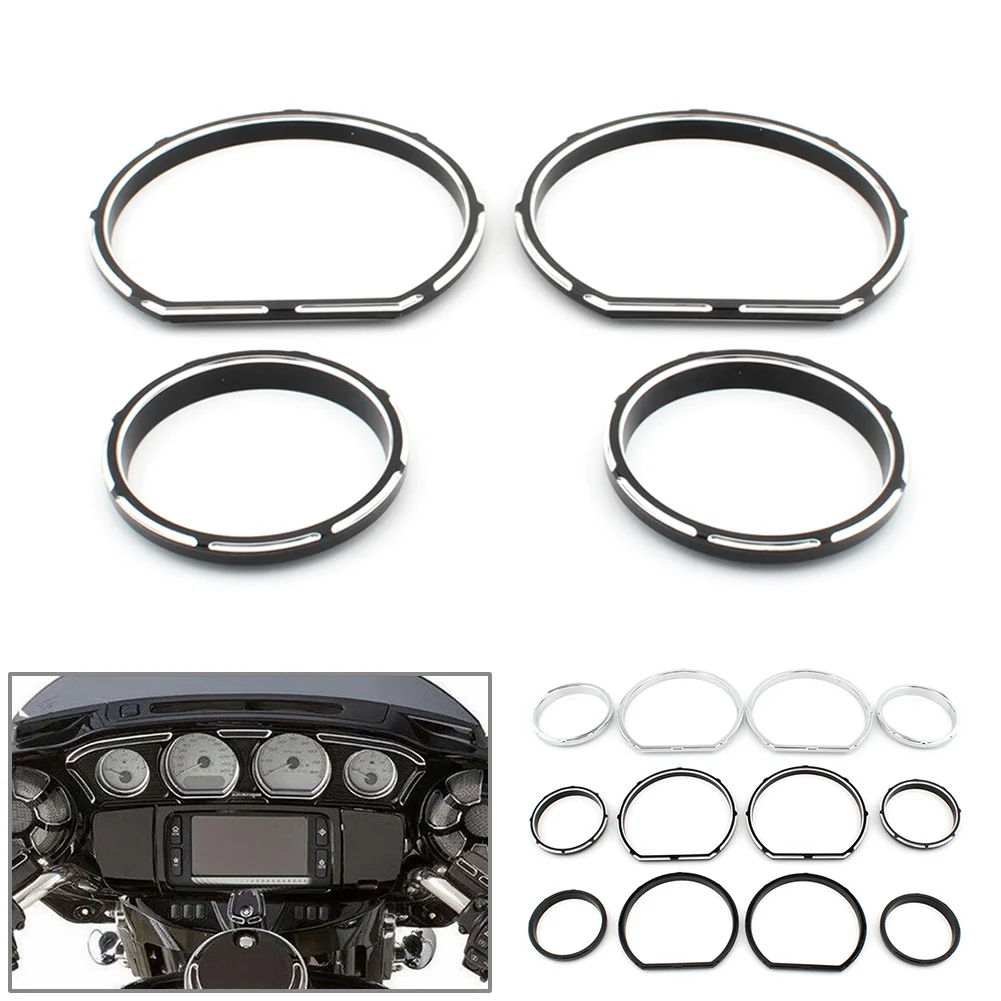 4Pcs-Motorcycle-Instrument-Board-Gauge-Bezel-Kit-For-Harley-Davidson ...