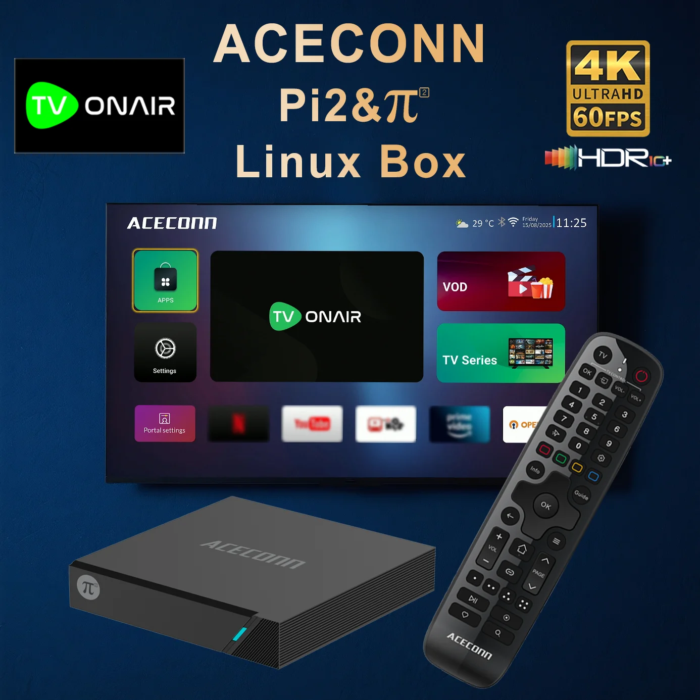 Streaming Linux IPTV Boxes 4K HD TVONAIR STB Player OTA Dual WiFi BT ...