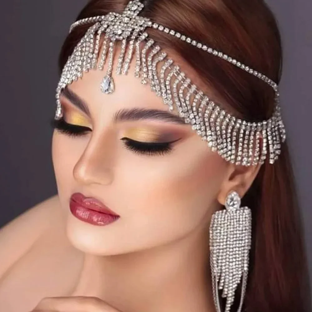 Stonefans Bling Indian Forehead Chain Rhinestone Headband Headpiece for ...