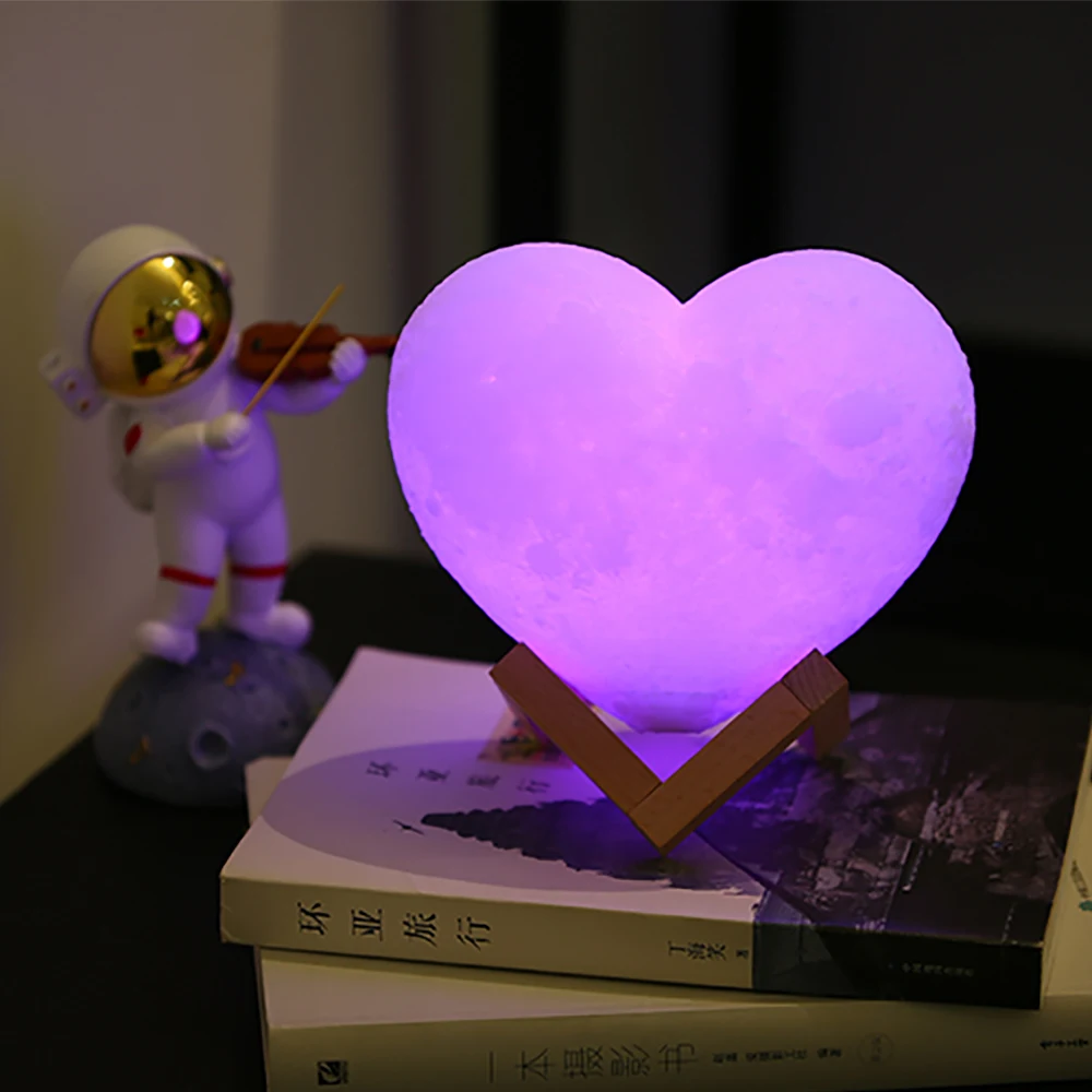 D2 3D Moon Lamp Night Light Love Heart Lamp USB Rechargeable Girl ...