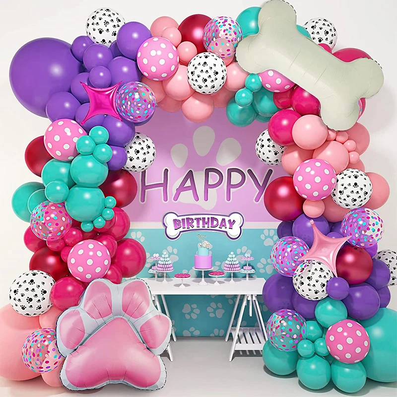 126pcs-Dog-Paw-Bone-Theme-Party-Latex-Helium-Balloons-Set-First-5th ...