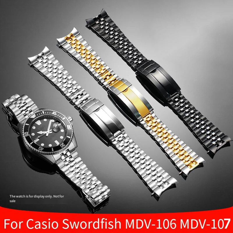 MDV-106 2025 New Curved End Bracelet Metal Wrist Band For Casio ...