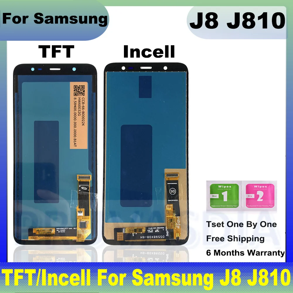TFT/인셀 디스플레이 J8 LCD 삼성 갤럭시 J8 2018 터치 스크린 교체 디스플레이 삼성 J810 J810F SM ...