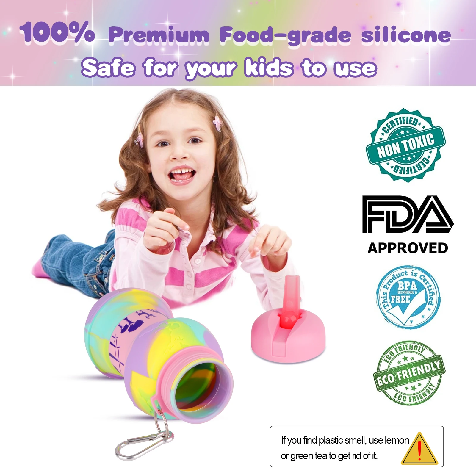 Cute and Collapsible Silicone Water Bottle for Kids - BPA Free! - FunToyLab