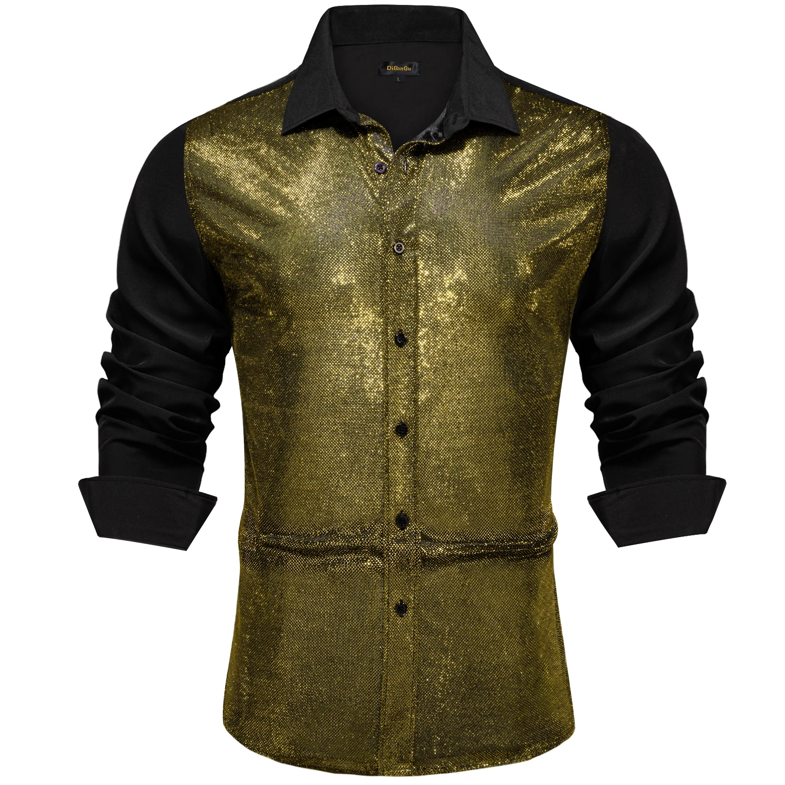 Long-Sleeve-Shirts-for-Men-Metallic-Sequins-Nightclub-Prom-Party-Luxury ...
