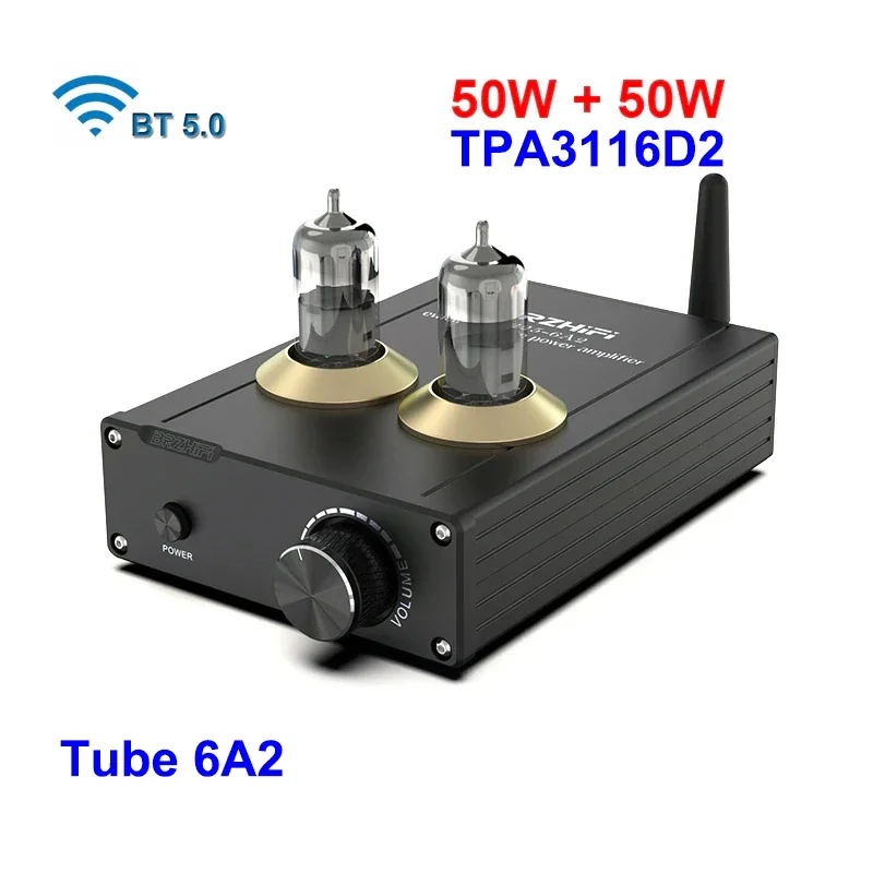 2-50W-TPA3116D2-Bluetooth-Vacuum-Tube-Amplifier-Stereo-Digital-TPA3116-6A2-Audio-Power-Amp-Bile ...