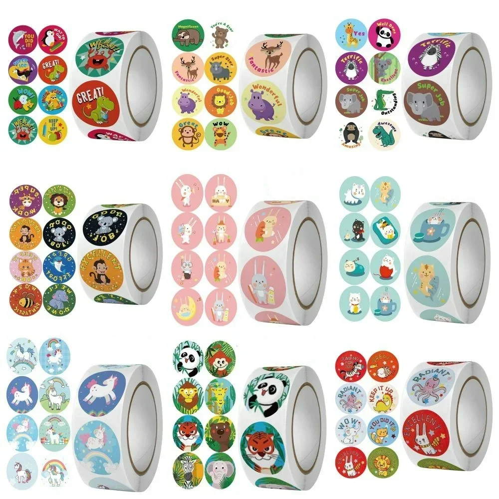 smiley-face-Children-s-bonus-sticker-Seal-round-cartoon-animal-decor ...