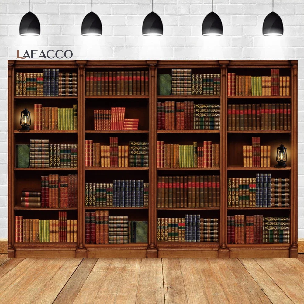 Laeacco-Vintage-Wooden-Library-Bookshelf-Backdrop-Office-Meeting-Video ...