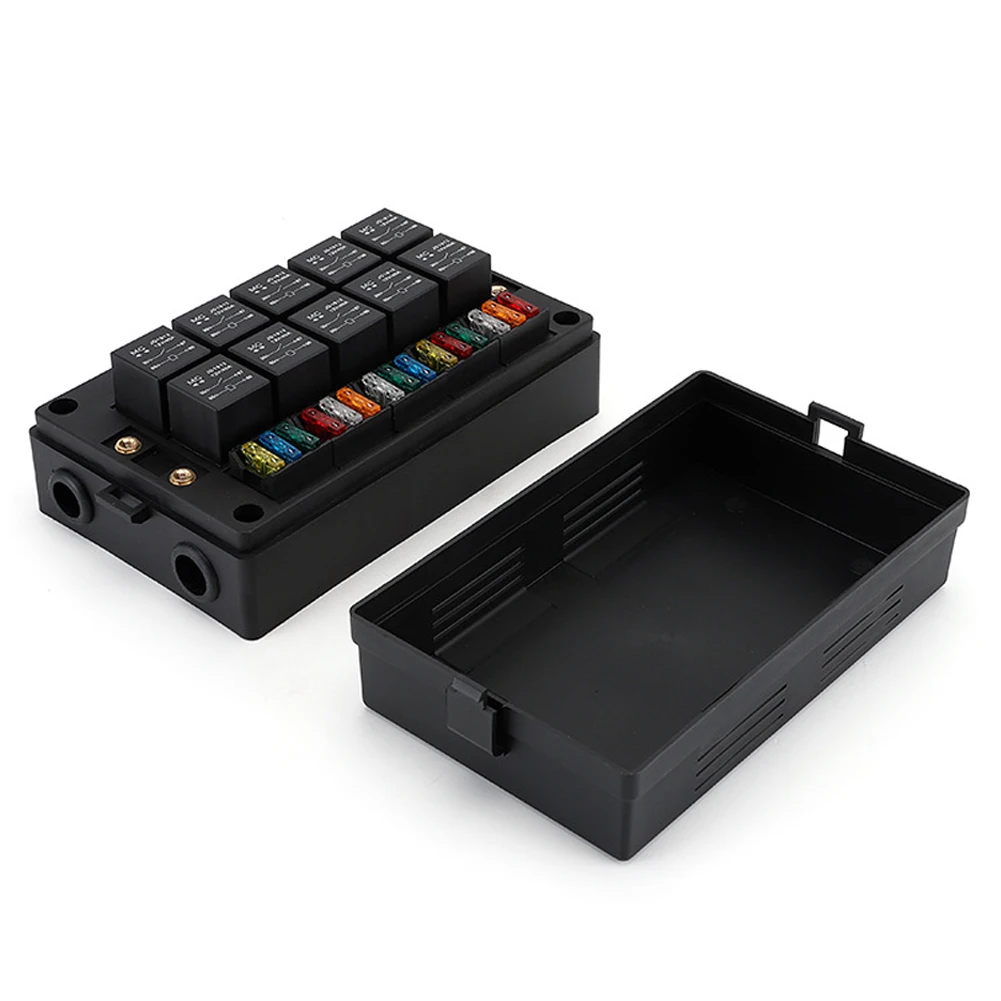 DC 12V 24V 15-Way Fuse Relay Box with 10 40A Relays Fuse Block 4-Pin or ...