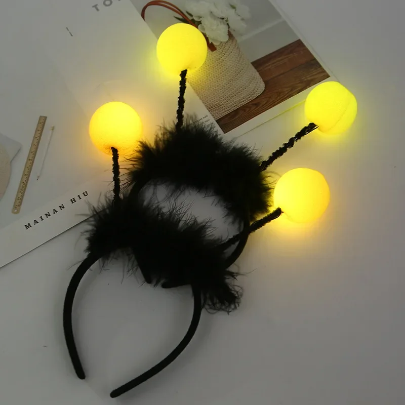10pcs-Light-up-Alien-Hairband-Balls-Glow-Bee-Animal-Yellow-Antenna ...