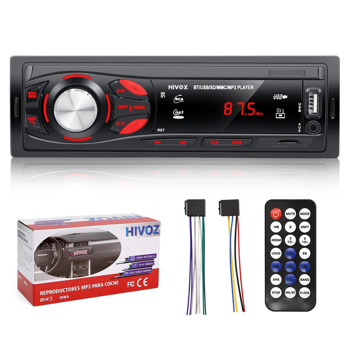HIVOZ-Car-Radio-Audio-1-Din-Bluetooth-Stereo-Hands-Free-Calling-MP3 ...
