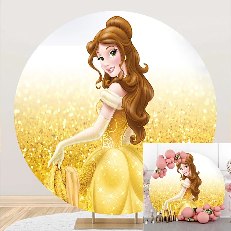 Fondo de círculo de princesa Bella y La Bestia de Disney, decoración de ...
