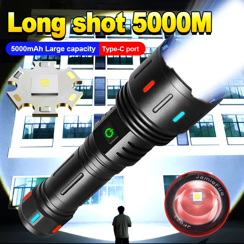 5000mAh-Ultra-powerful-laser-LED-Flashlight-USB-Rechargeable-led-Torch ...
