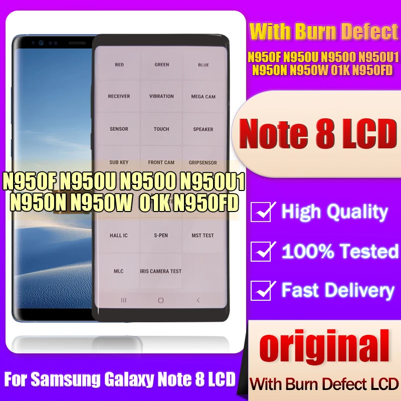 Original note8 N950 With Burn Shadow Amoled Display For SAMSUNG Galaxy ...