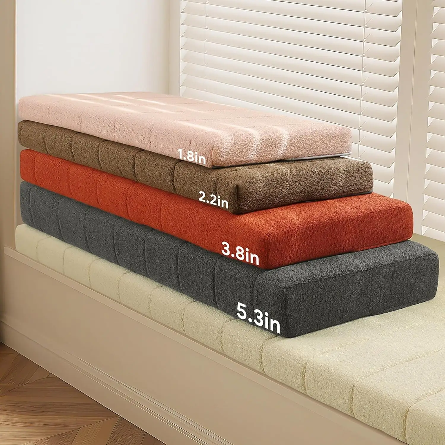 Custom Teddy velvet Bay Window Seat Long Bench Cushion Seat Pad Long ...