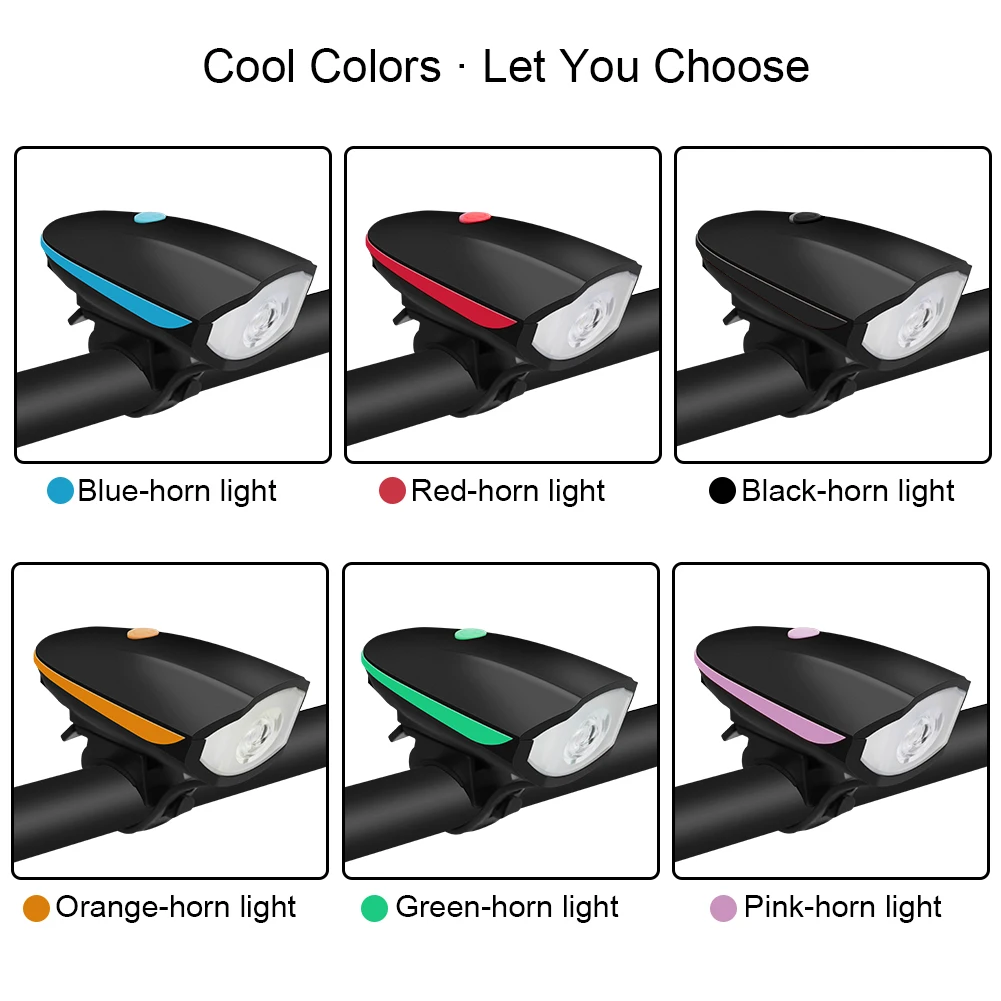 Phare avant de bicyclette,Black Horn Light--Klaxon de vélo 120db, lampe ...