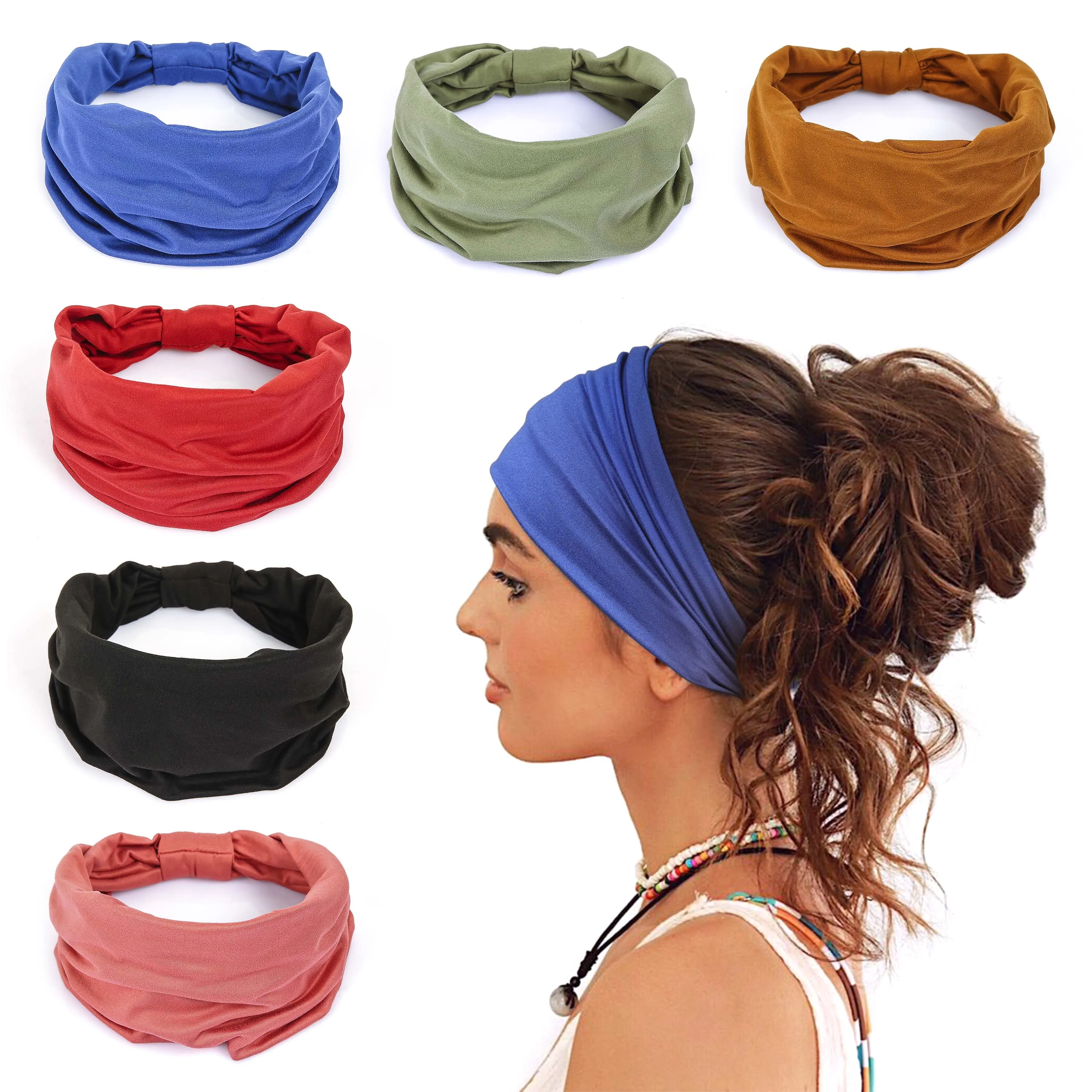 Bandanas-largas-de-algod-o-para-mulheres-bandas-el-sticas-macias-Yoga ...