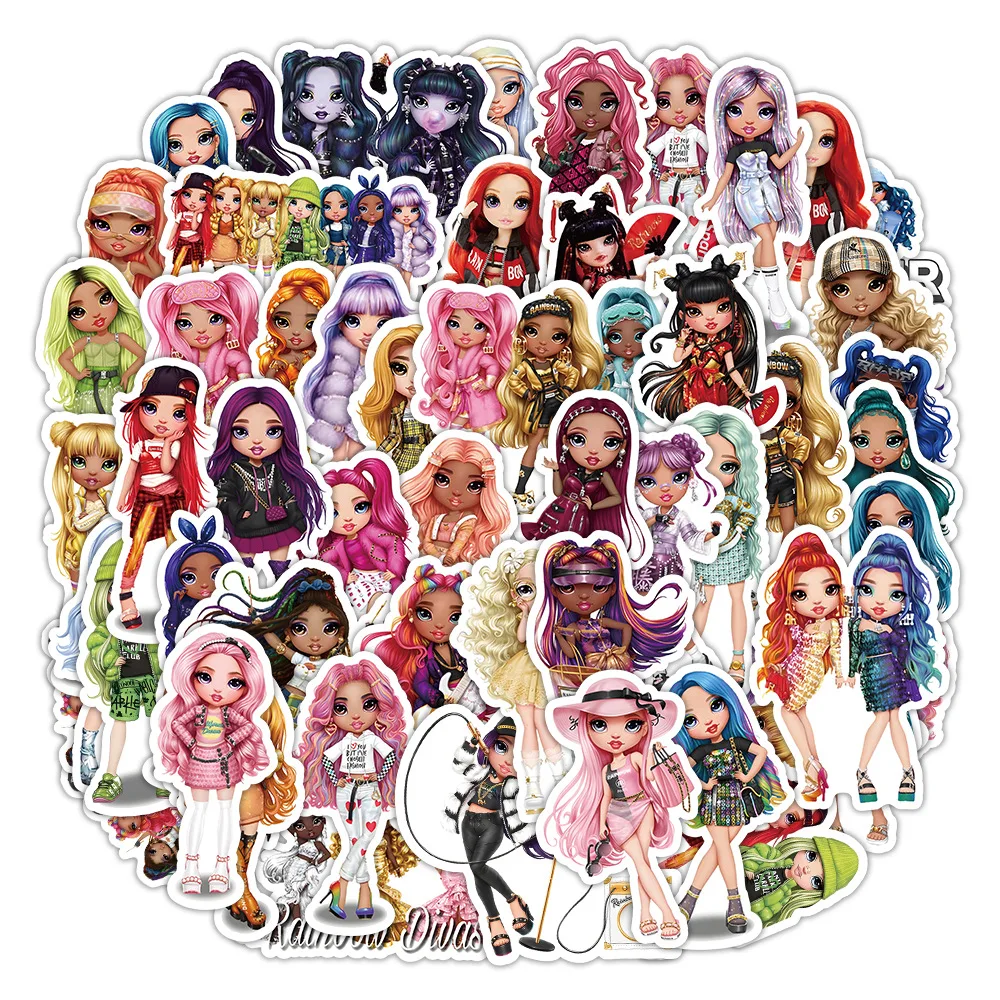 50Pcs Rainbow Princess Doll Graffiti Stickers Mobile Phone Motorcycle ...