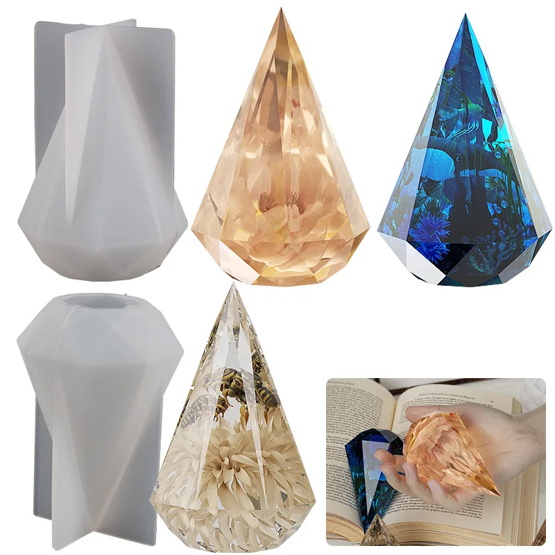 Geometric-Diamond-Cone-Crystal-Epoxy-Resin-Mold-DIY-Octagonal-Cone ...