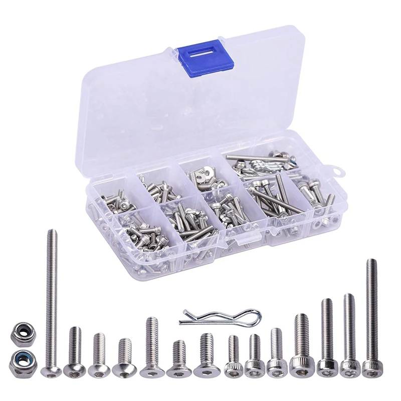 205Pcs Stainless Steel Rc Countersunk Screw Kit for 1/10 1/8 Traxxas ...