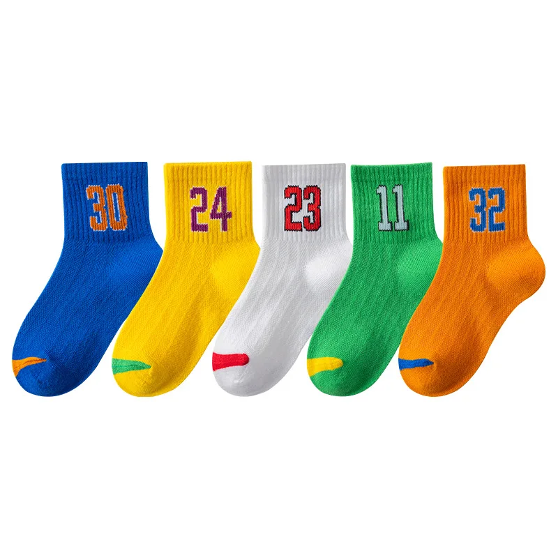 Boys Socks 5 Pairs/Lot Spring Summer Cotton Children Sport Socks For ...