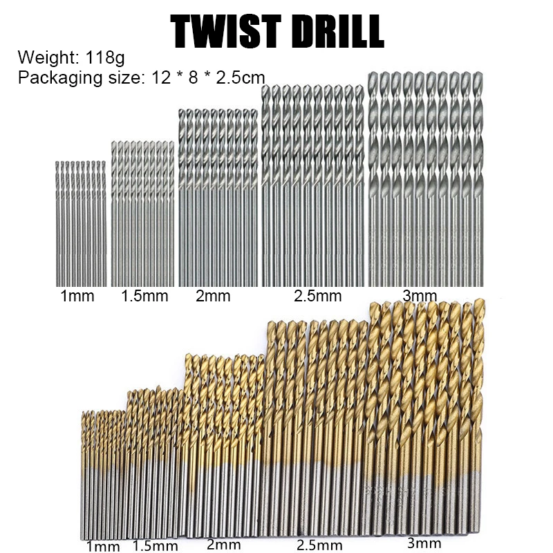 50-60-100pcs-Titanium-Plating-Twist-Drill-Bit-High-Speed-Steel-4241 ...