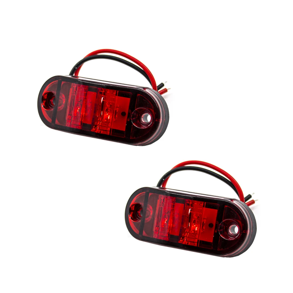 2x 12V 24V Red LED Side Marker Lights Warning Light Auto Car External ...